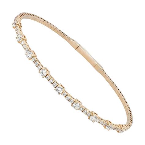 150 Carat Tw Diamond Flexible Bangle Bracelet 18k Yellow Gold For
