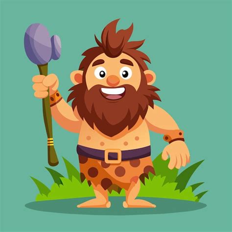 Premium Vector A Cartoon Of A Caveman With A Beard And A Large Beard