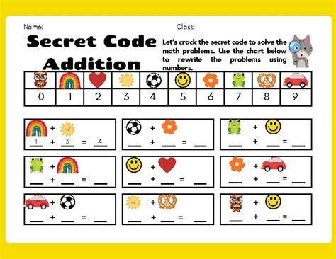 Secret Code Addition Worksheet Code Breaking By Teacher Creature 007