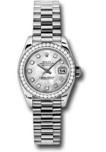 Rolex Platinum Lady Datejust 26 Watch 42 Diamond Bezel Mother Of P