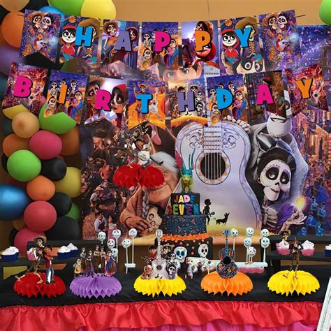 Thinkstar 9pcs Coco Birthday Party Supplies Coco Theme Table Decorations Birthday Coco