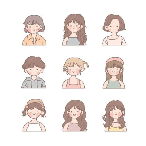 Premium Vector Collection Of Cute Girl With Sticker