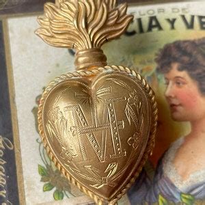 1800s Antique French Ex Voto Antique Sacre Coeur Heart Etsy