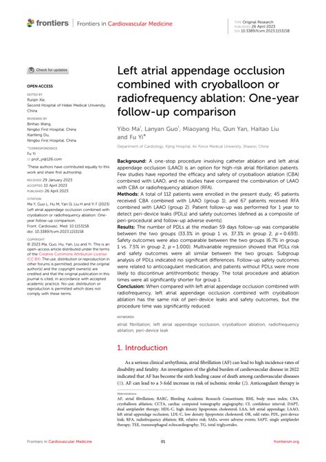 Pdf Left Atrial Appendage Occlusion Combined With Cryoballoon Or Radiofrequency Ablation One