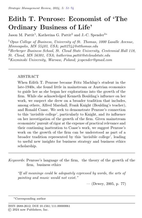 Entrepreneurship Organization And Management Research Watch On Linkedin Available Penrose