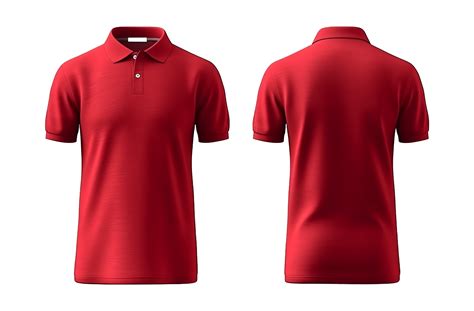 Plain Red Polo Shirt Mockup Design Front And Rear View Isolated On