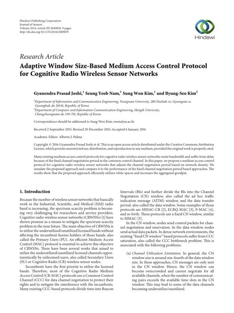 pdf adaptive window size based medium access control protocol for