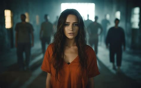 Premium Ai Image Criminal Woman Behind Prison Bars Looking At Camera Offender Girl Criminal