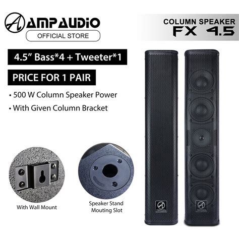 Ampaudio Column Speaker Passive Column Array Speaker 500watt Indooroutdoor Pair Shopee Malaysia