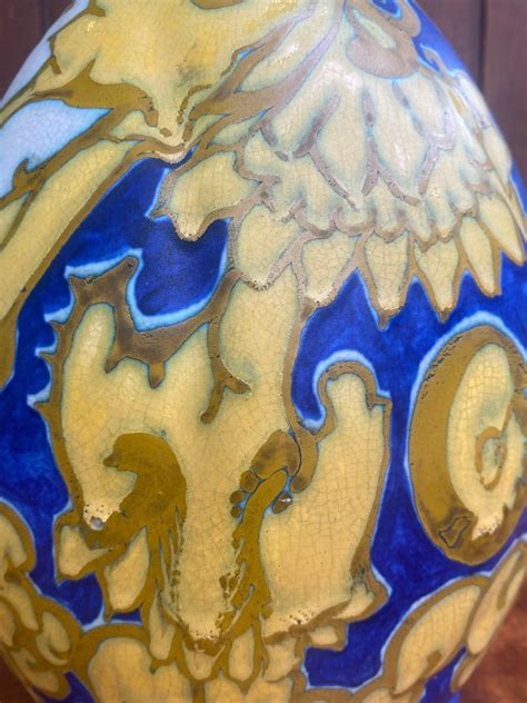 Proantic Grand Vase Gouda Signé Henri Breetvelt 1864 1923 Art Nouve