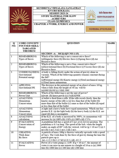 Work Enery And Power Pdf Force Potential Energy