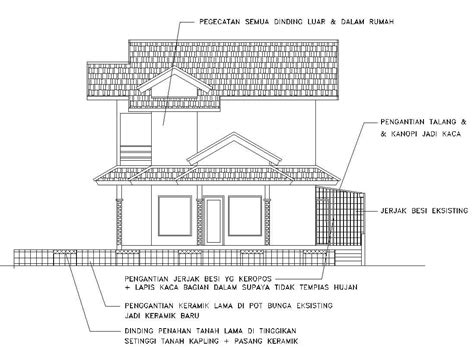 Front View Of Modern House In Detail Autocad 2d Drawing Cad File Dwg File