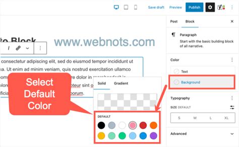 how to add or remove background in wordpress gutenberg blocks webnots