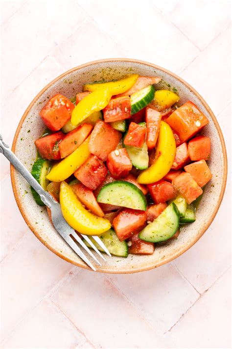 Peach Watermelon Salad Without Feta One Carefree Cook