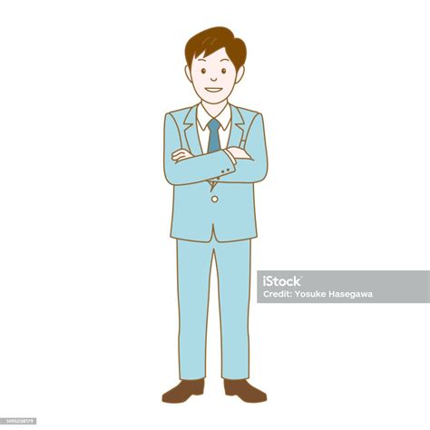 팔짱을 끼고 웃고 있는 사업가 벡터 일러스트레이션 귀여운에 대한 스톡 벡터 아트 및 기타 이미지 귀여운 남자 사업가 미소 Istock