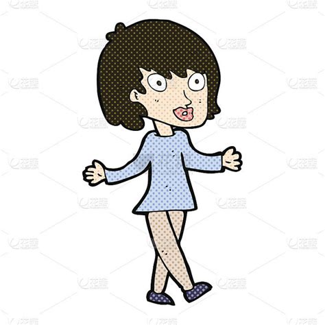 张开双臂的卡通女人