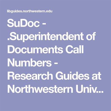 Sudoc Superintendent Of Documents Call Numbers