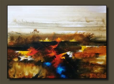Abstract Landscape Painting With Vibrant Colors And Shapes