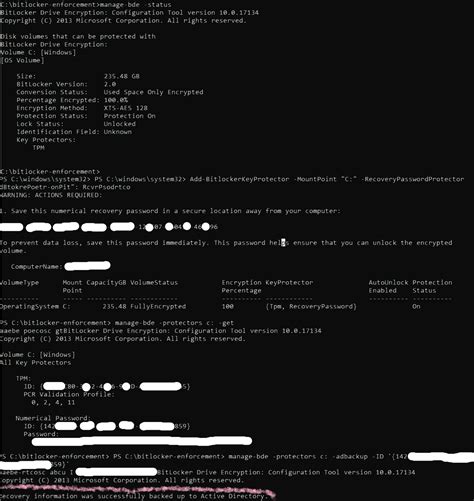 Bitlocker Информация о восстановлении была успешно сохранена в