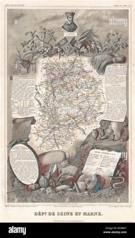 Mapa De Levasseur Del Departamento De Seine Et Marne Banque De