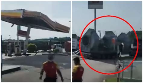 [video] Bumbung Pam Minyak Shell Hampir Roboh Dirempuh Lori Besar Trp