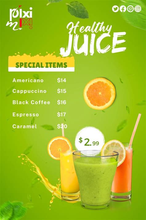 Healthy Juice Restaurant Menu Designs Restaurant Menu Card Designs