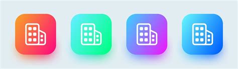 Building Line Icon In Square Gradient Colors Architecture Signs Vector