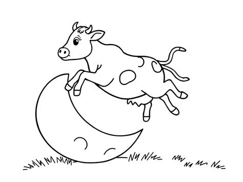 Cow Jumped Over The Moon Coloring Page [2025]