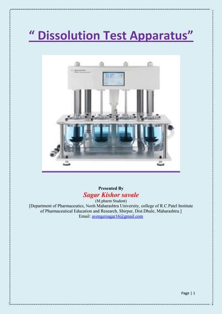 Dissolution Test Apparatus Pdf