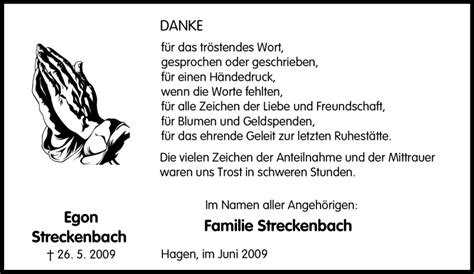 Traueranzeigen Von Egon Streckenbach Trauer In Nrw De