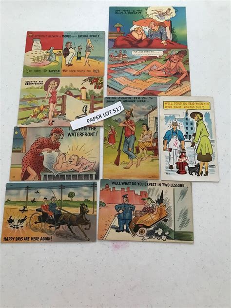 9 Vintage Comic Postcards For Crafts Junk Journals 1940s Etsy