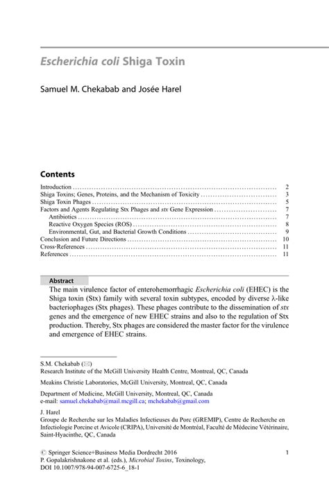 Pdf Escherichia Coli Shiga Toxin