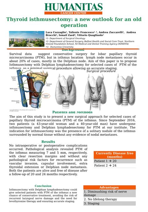 Pdf Thyroid Isthmusectomy A New Outlook For An Old Operation