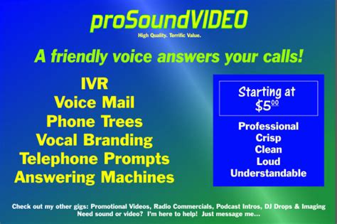 Create Greetings And Prompts For Voice Mail Ivr And Telephone