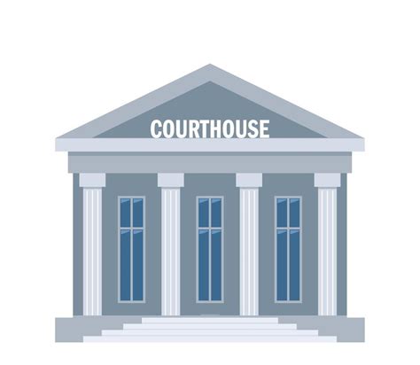 Front View Of Court House Or Governmental Institution White Brick