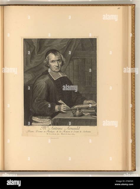 Pierre Drevet Engraver Porträt Antoine Arnauld Copper Engraving Etching Around 1696 Stock