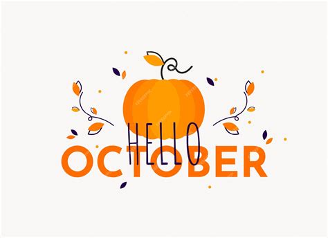 Premium Vector Hello October Banner With Pumpkin And Leaves
