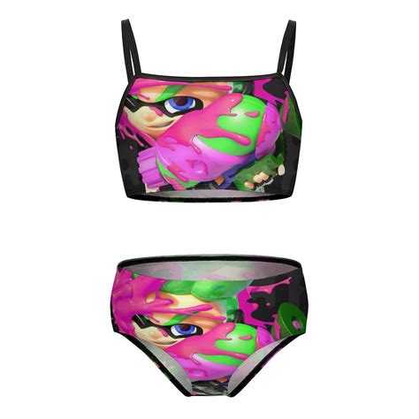 Splatoon Girls Bikini Swimsuits Two Piece Beach Bathing Suit Swimwear 7