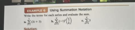 Solved Example 6 ﻿using Summation Notationwrite The Terms