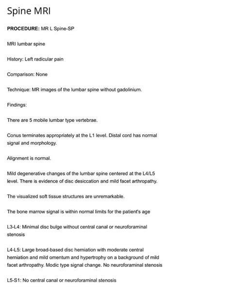 Mri For Lumbar Herniated Disc Rspinalstenosis