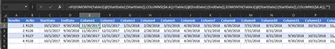 excel expand start date to end date with series of eomonths stack