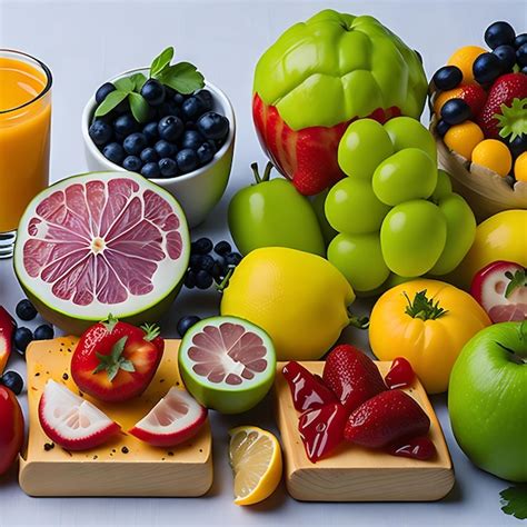 Premium AI Image Different Types Of Food Drink Frutes For Simple