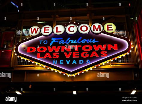 Welcome To Fabulous Downtown Las Vegas Sign At Fremont Street In Las