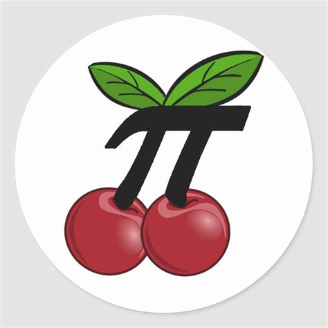 Cherry Pi Classic Round Sticker Zazzle Round Stickers Happy Pi Day