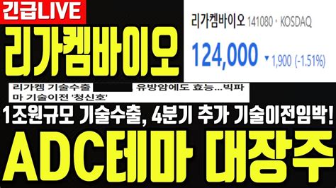 리가켐바이오 1조원 규모 기술수출 4분기 추가 기술이전임박 Adc테마 대장주 리가켐바이오주가전망 알테오젠주가전망 디에스경제뉴스 영수 Youtube
