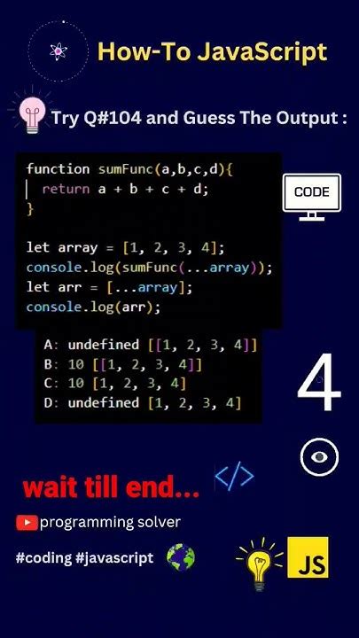 How To Code Javascript Q104 Try Solve And Guess The Output Shorts Coding Programming