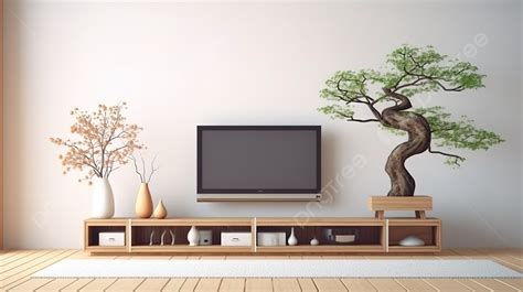 Tv와 일본에서 영감을 받은 D Cor가 3d로 렌더링된 현대적인 화이트 룸 Tv 캐비닛 Tv 배경 Tv 벽 배경 일러스트 및 사진 무료 다운로드 Pngtree