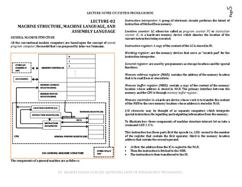 02 Machine Structure Machine Language Assembly Language Lecture Notes On System Programming