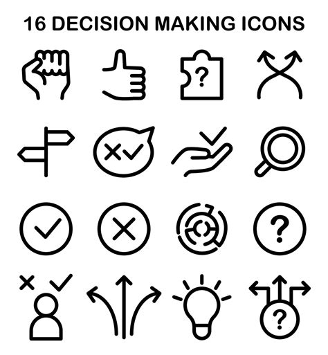 Decision Making Icons Set Strategic Thinking Brainstorming And