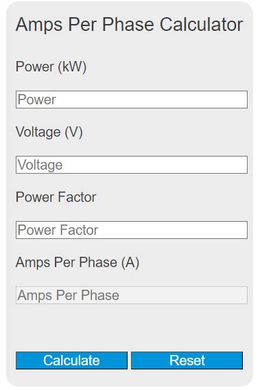 Amps Per Phase Calculator Calculator Academy